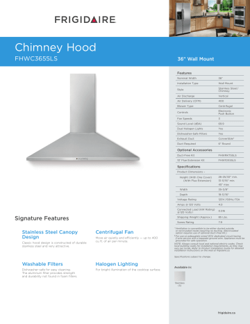 Frigidaire FHWC3655LS Convertible Stainless Steel Wall-Mounted Range ...