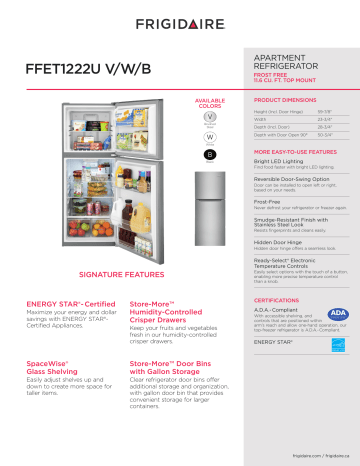 Frigidaire FFET1222UW 11.6-cu ft Freestanding Mini Fridge Freezer ...