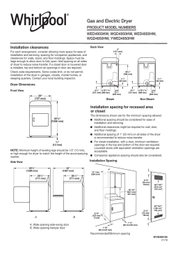 Whirlpool WGD4850HW - Reference guide, Specification, Installation ...