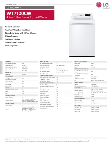 LG WT7100CW 4.5-cu ft High Efficiency Top-Load Washer ENERGY STAR ...