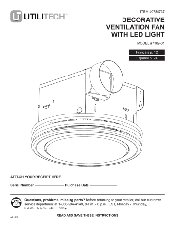 Utilitech 7109-01 Ventilation Fan 2-Sone 80-CFM Brushed Nickel ...