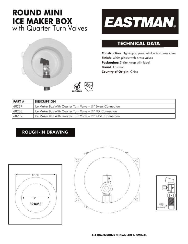 EASTMAN 60237 Installation guide | Manualzz