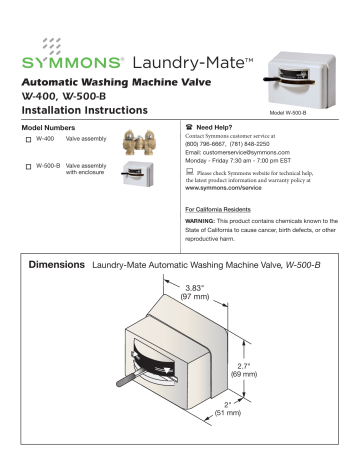 Symmons W-400 1.13-in L 1/2-in Brass Washing Machine Valve Installation ...
