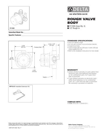 Delta R11000 1/2-in ID x 1/2-in OD Brass Dimensions Guide | Manualzz