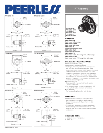Peerless PTR188700-IP 1/2-in ID Compression x 1/2-in OD Compression ...