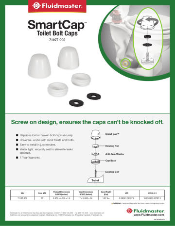 Fluidmaster 7110T Smart Cap Universal Toilet Bolt Caps Operating Guide ...