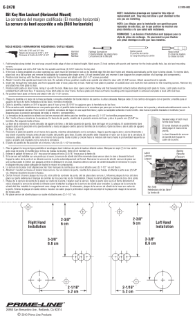 Prime-Line Horizontal Bit Key Lock Set Guide d'installation | Manualzz