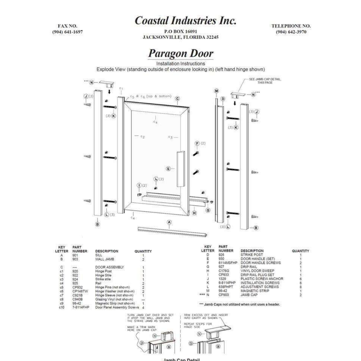 Coastal Shower Doors Pqfr24 75g C Paragon Series 24 In X 74 In Semi
