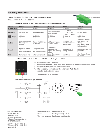 CAB CEON Assembly Instruction | Manualzz