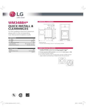 LG Electronics WM3488HW 2.3 cu. ft. White Compact All-in-One Front Load ...