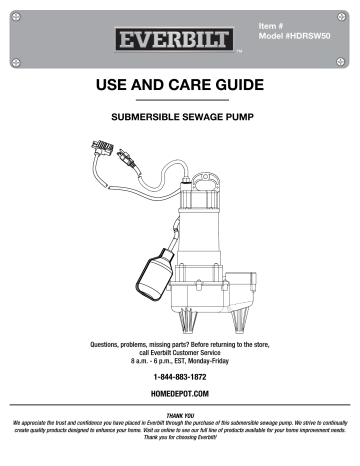 Everbilt 1/2 HP Effluent Pump installation Guide | Manualzz