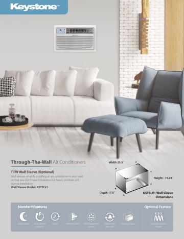 Keystone KSTAT10-2HC 10,000 BTU 230V Through-The-Wall AC 10,600 BTU ...