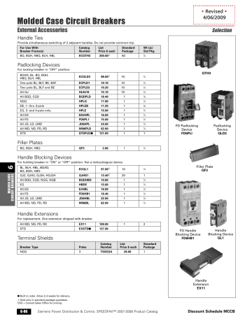 Siemens US2:ECQTH3P Handle Tie Specification | Manualzz
