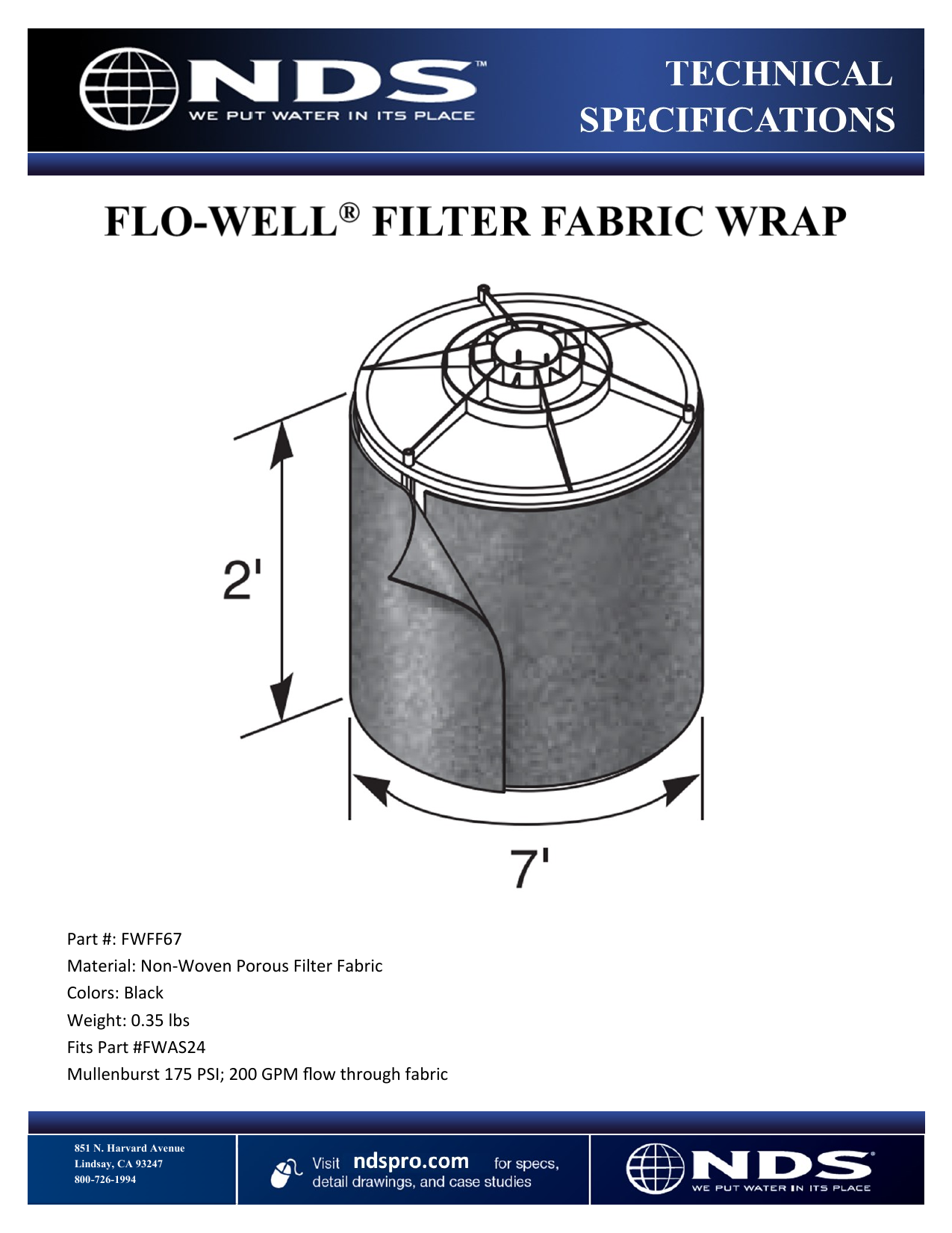 NDS FWFF67 7 ft. x 2 ft. Flo Well Filter Fabric Wrap Specification ...