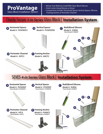 ProVantage PVKIT420 4 in. Thick Silicone System Glass Block ...