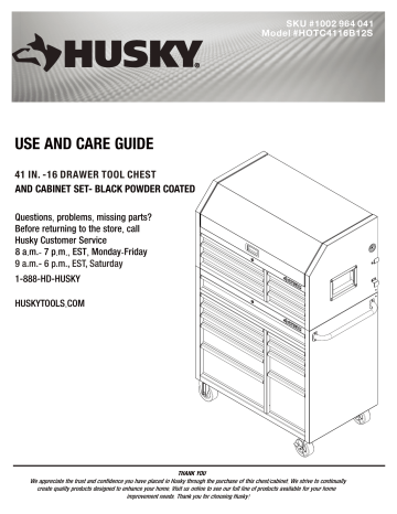 Husky HOTC4116B12S 41 in. 16-Drawer Tool Chest and Cabinet Combo ...