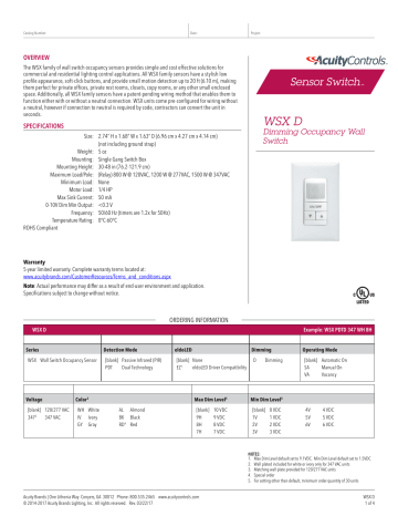 Lithonia Lighting WSX PDT D IV Single Pole Dual Detection Wall Switch ...