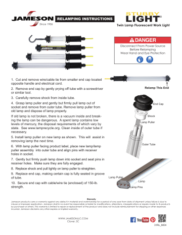 Jameson 31-1325E 13-Watt Fluorescent Portable Work Light Manual | Manualzz