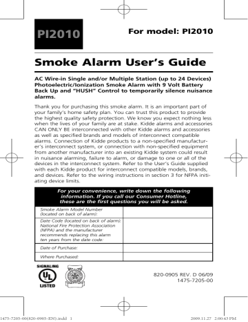Kidde 21007915-N Hardwire Smoke Detector installation Guide | Manualzz