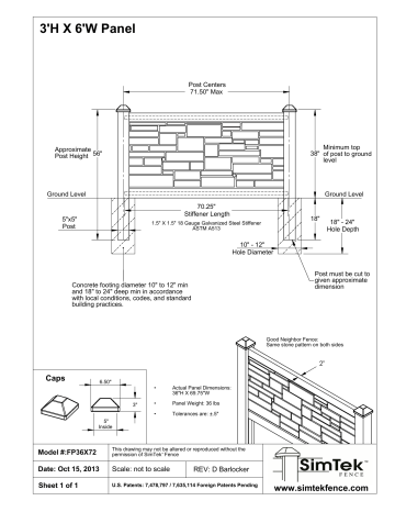 SimTek FP36X72GRY 3 ft. H x 6 ft. W EcoStone Gray Composite Fence Panel ...