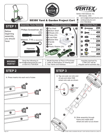 Vertex SD380 Super-Duty Yard and Garden Project Cart Instructions ...