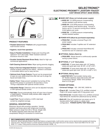 American Standard 605B105.002 Selectronic AC Cast Proximity Single Hole ...