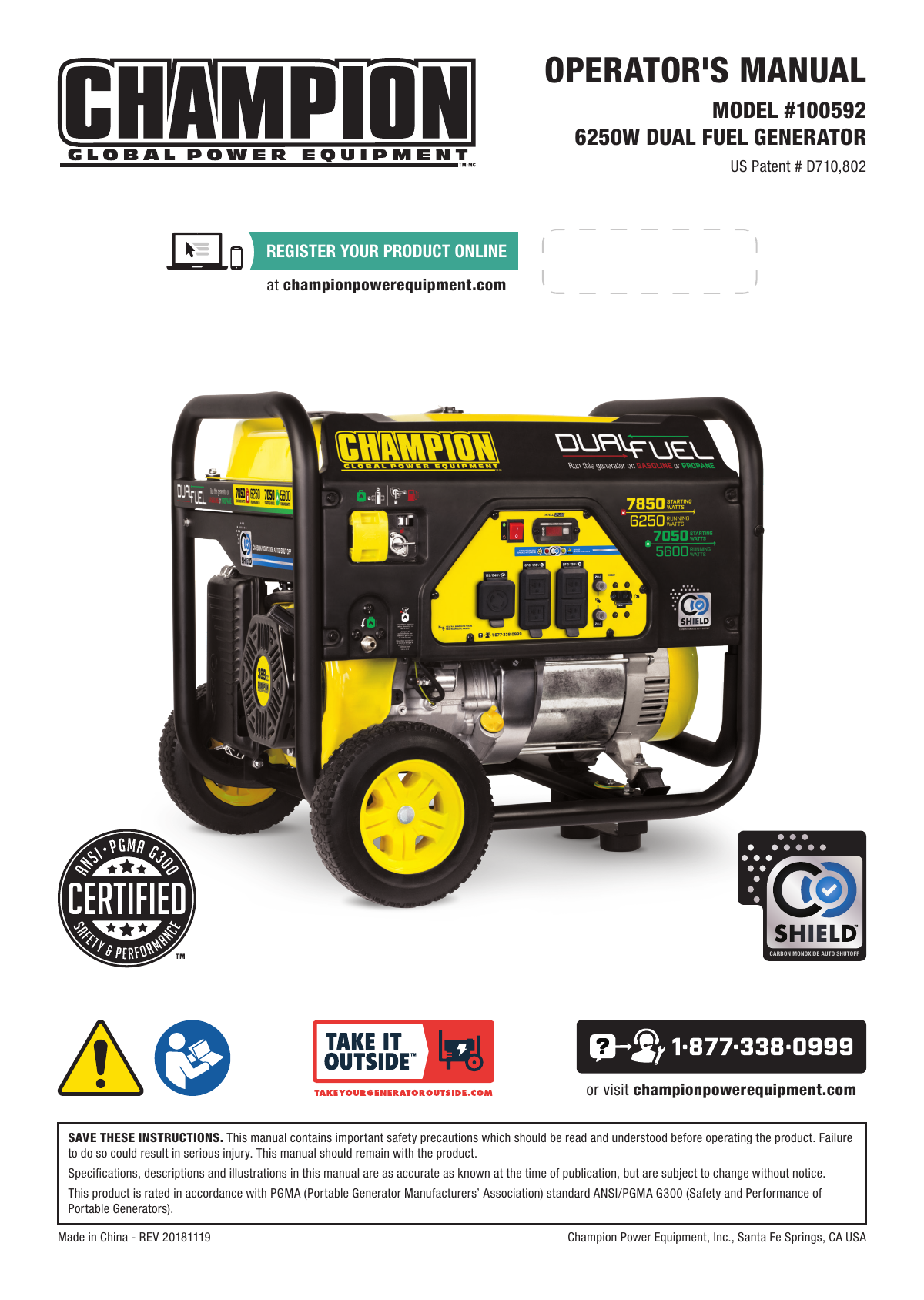 Champion Power Equipment 100592 User manual | Manualzz