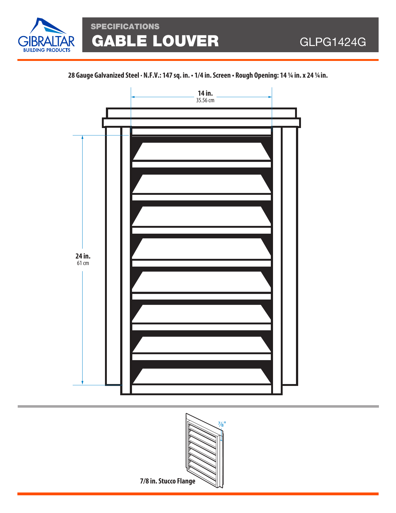 Gibraltar Building Products GLPG1424G 14 in. x 24 in. Galvanized Steel ...