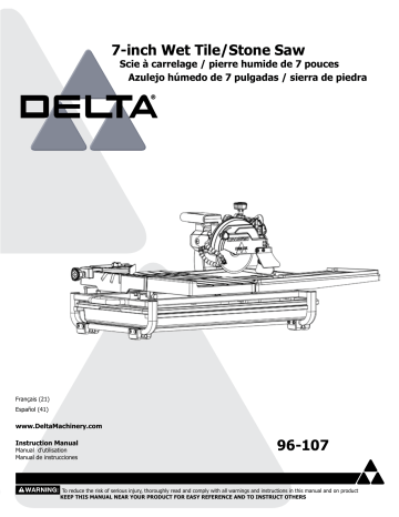 Delta 96-107FS Cruzer 7 inch Wet Tile Saw Manual | Manualzz