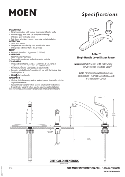 Moen 87201 - Specification, installation Guide, Owner's manual