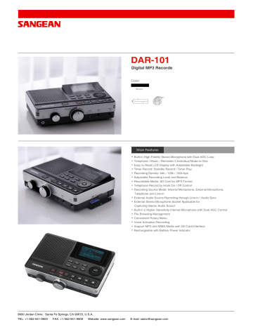 Sangean DAR-101 Digital Audio Recorder Manual | Manualzz