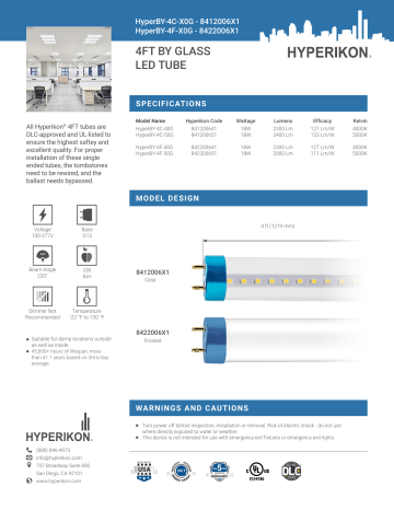 Hyperikon HyperBY-4F-40G 18-Watt 4 ft. Linear T8 Frosted 4000K Single ...
