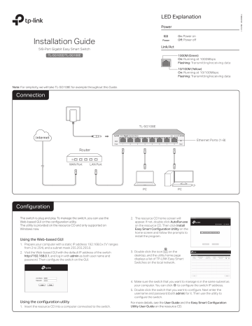 TP-LINK TL-SG105E 5-Port Gigabit Easy Smart Switch Installation Guide ...