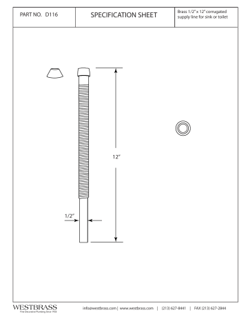 Westbrass D116-26 1/2 in. O.D. x 1 ft. Brass Corrugated Riser for ...