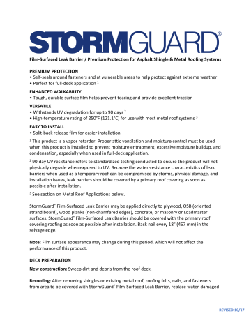 GAF 0915000 StormGuard 200 sq. ft. Roll Film Surfaced Roof Leak Barrier ...