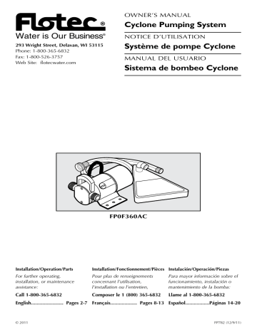 Flotec FP0F360AC 1/12 HP Liquid-Transfer Utility Pump Owner's Manual ...