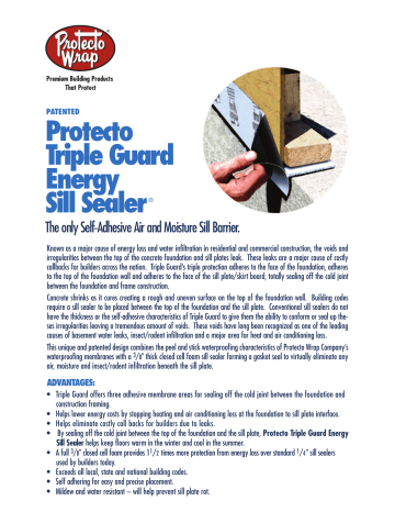 Protecto Wrap 716546 Triple Guard Sill Sealer 5-1/2 in. x 25 ft ...