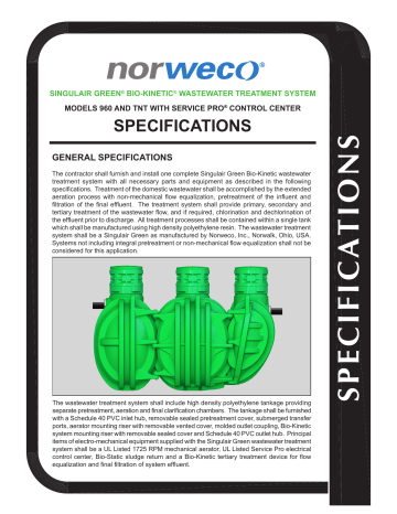 Norweco 960G-500X 210P Singulair Green 600 GPD Aerobic Tank – Septic ...