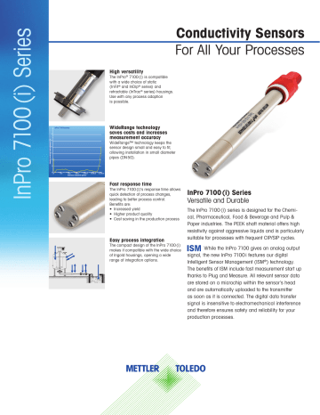 Mettler Toledo Conductivity Sensors InPro7100 Datasheet | Manualzz