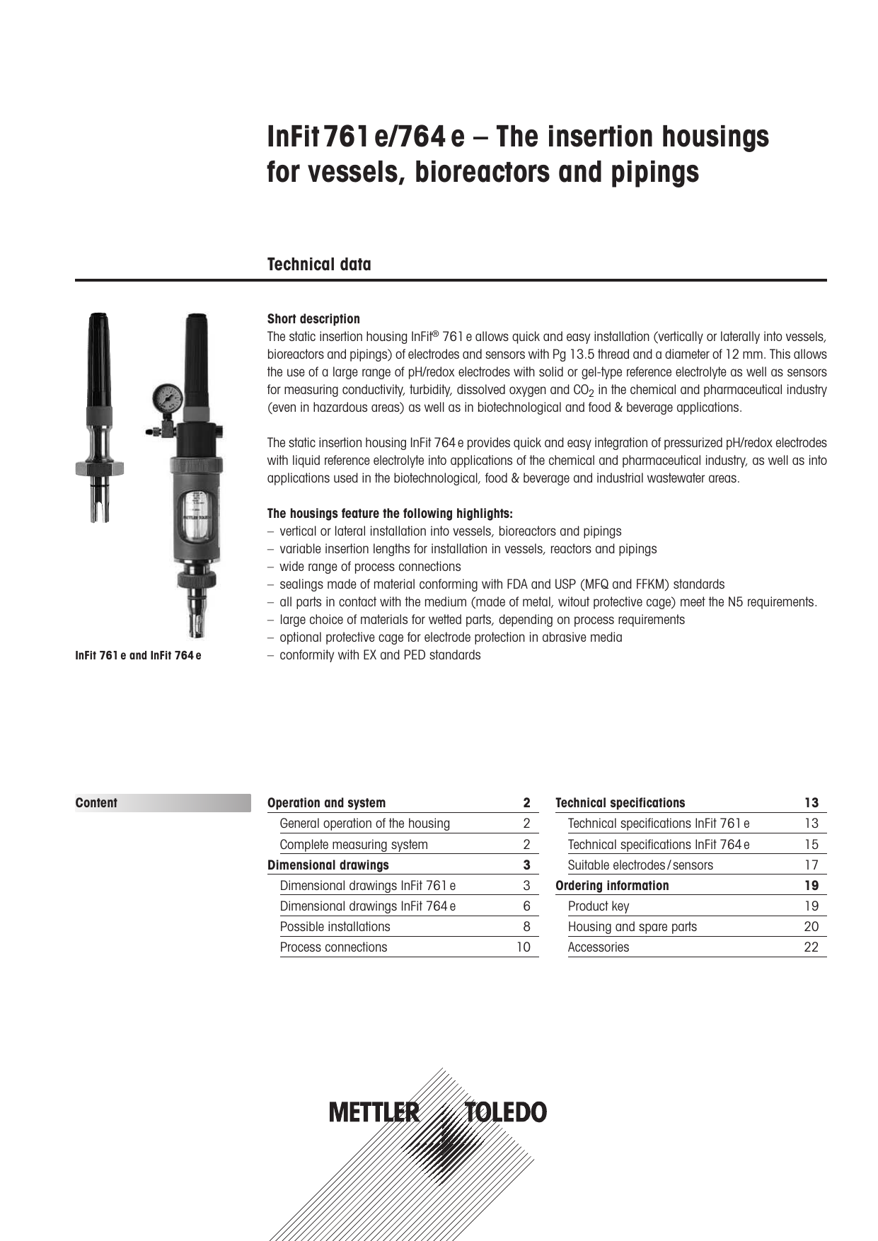 Mettler Toledo insertion housings InFit761e/InFit764e Technical ...