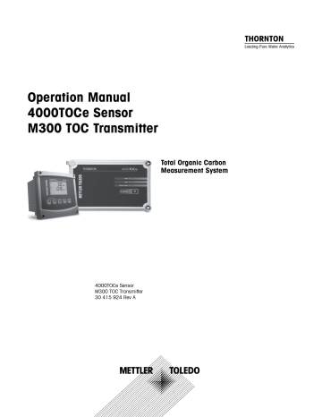 Mettler Toledo 4000TOCe Sensor Operating Instruction | Manualzz