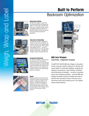 Mettler Toledo 880 Auto Wrapper Datasheet | Manualzz