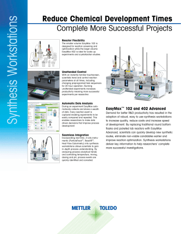 Mettler Toledo EasyMax Advanced Synthesis Reactor Datasheet | Manualzz