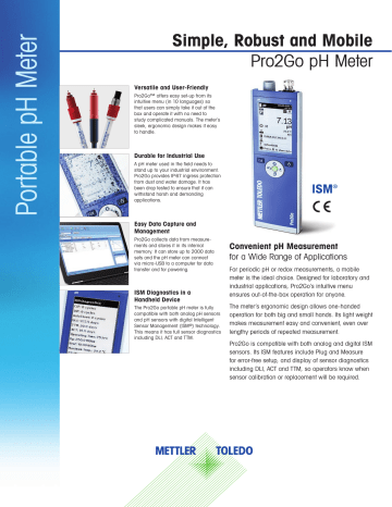 Mettler Toledo Portable pH Meter Pro2Go Datasheet | Manualzz