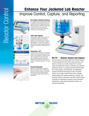 Mettler Toledo RX-10 Reactor Control Enhance the Jacketed Lab Reactor ...