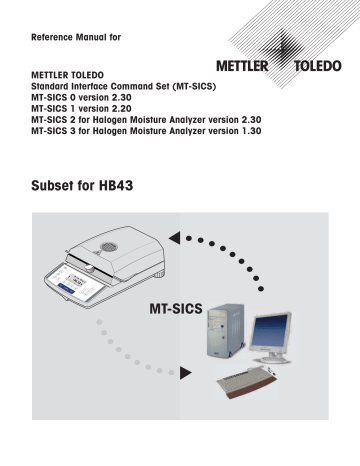 Mettler Toledo HB43 - SICS For moisture analyzer HB43 Operating ...