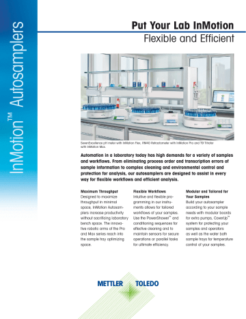 Mettler Toledo InMotion™ Autosamplers Datasheet | Manualzz