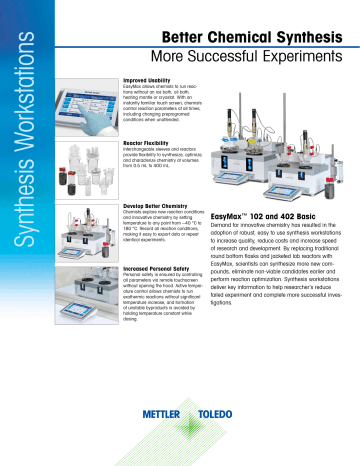 Mettler Toledo EasyMax Basic Synthesis Reactor Datasheet | Manualzz