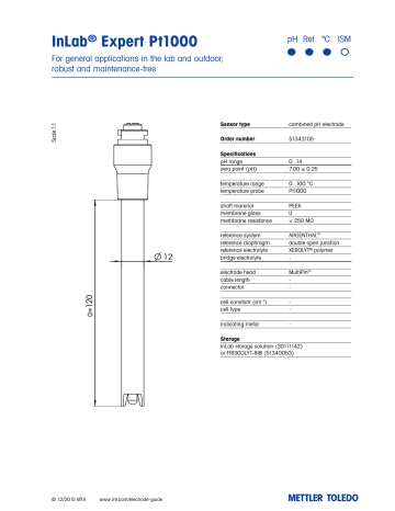 Mettler Toledo InLab Expert Pt1000 Datasheet | Manualzz