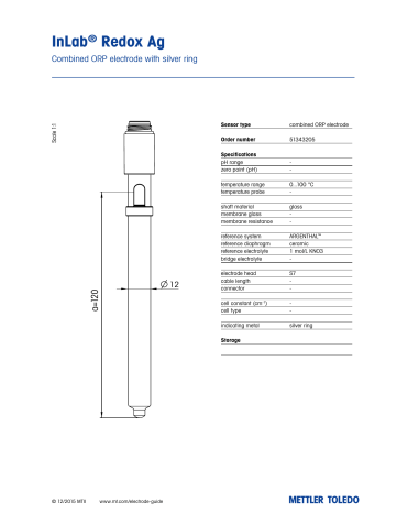 Mettler Toledo InLab Redox Ag Datasheet | Manualzz